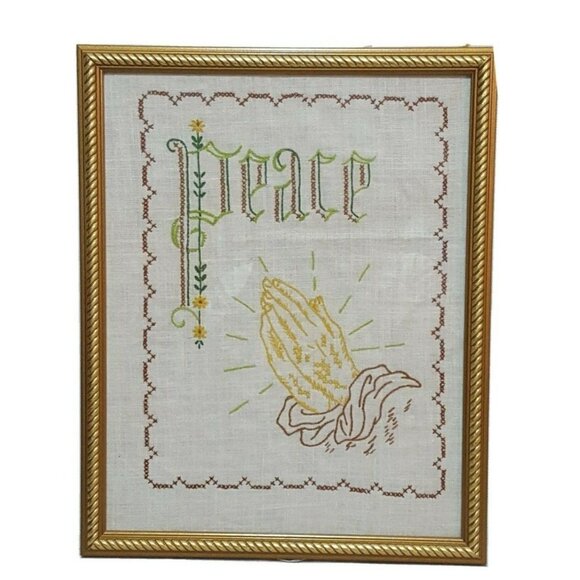 Unbranded | Art | Vintage Embroidered Praying Hands Peace Spiritual ...